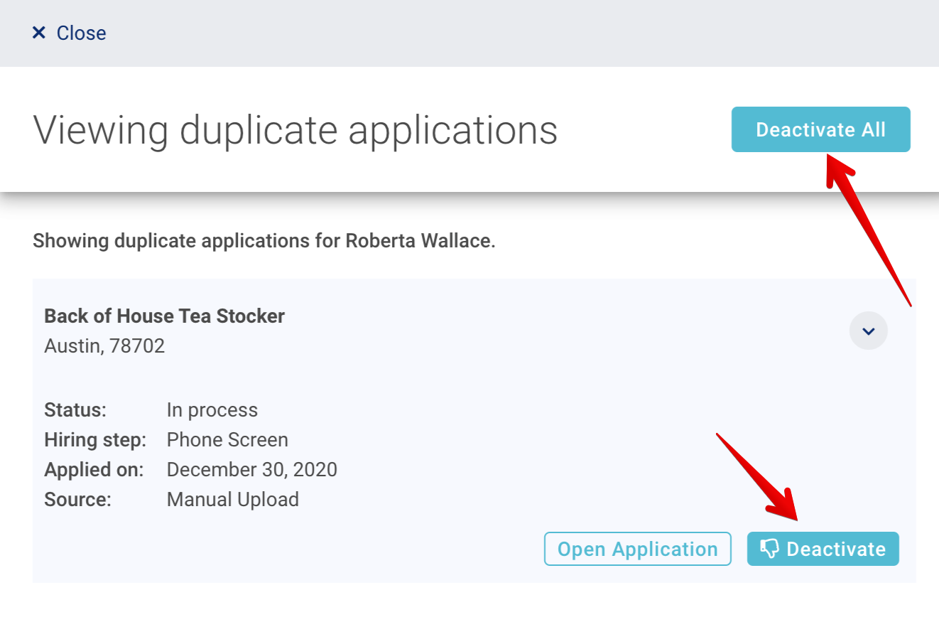 Managing duplicate applications